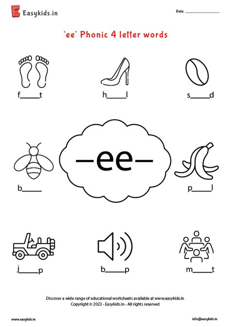 ‘ee Phonic 4 Letter Words Phonics Cvc Words Worksheets Ee Words