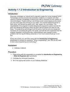 Design Process Activity PLTW Gateway