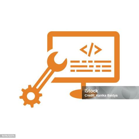 Html Management Coding Icon Orange Vector Eps Stock Illustration