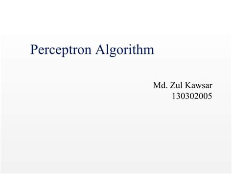 Perceptron Algorithm Ppt Technology And Computing