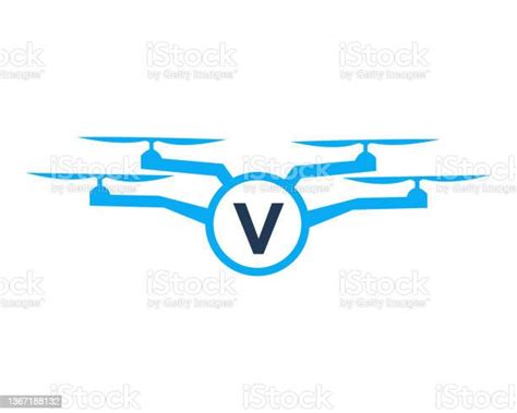 편지 V 개념에 무인 항공기 로고 디자인 사진 드론 벡터 템플릿 가정용 캠코더에 대한 스톡 벡터 아트 및 기타 이미지 가정용