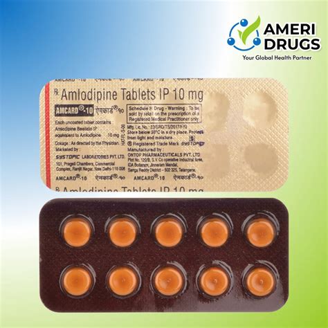 Amcard Amlodipine Besylate 10 Mg Tablets 100 Count At ₹ 350box In Surat