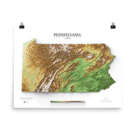 Pennsylvania Elevation Map Poster Etsy