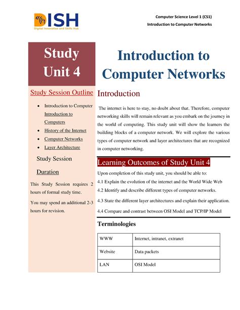 Study Unit Introduction To Computer Networks Introduction To Computer Networks Study Unit