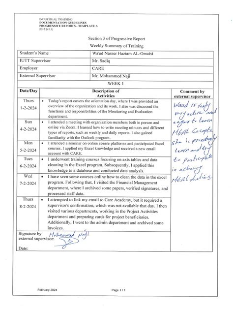 Progressive Report Week 1 Pdf
