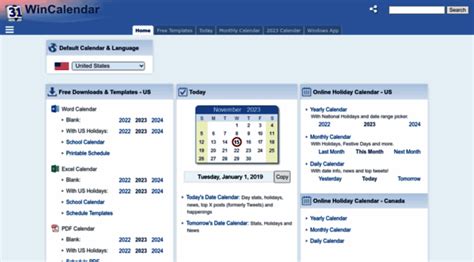 Wincalendar Calendars Holida Excelforms