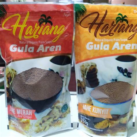 Jual GULA AREN JAHE MERAH DAN JAHE KUNYIT ORGANIK PALM SUGAR HARIANG Shopee Indonesia