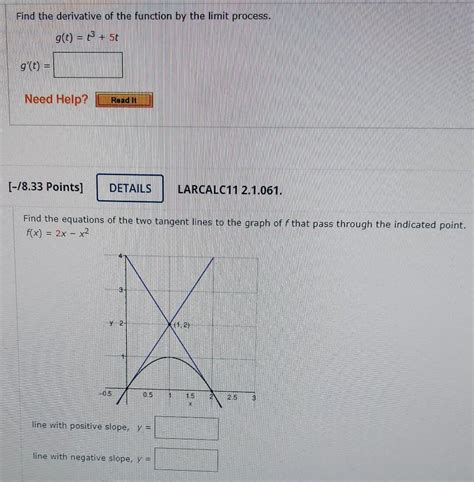 Solved Find The Derivative Of The Function By The Limit Chegg