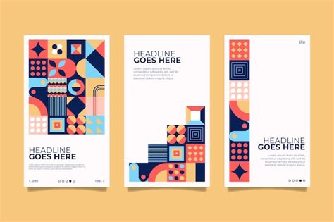 기하학적 패턴 모바일 디자인 템플릿 무료 벡터