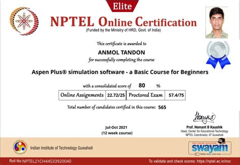 Anmol Tandon On Linkedin Nptel Iitguwahati Aspenplus Onlinelearning