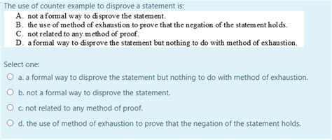 solved the use of counter example to disprove a statement