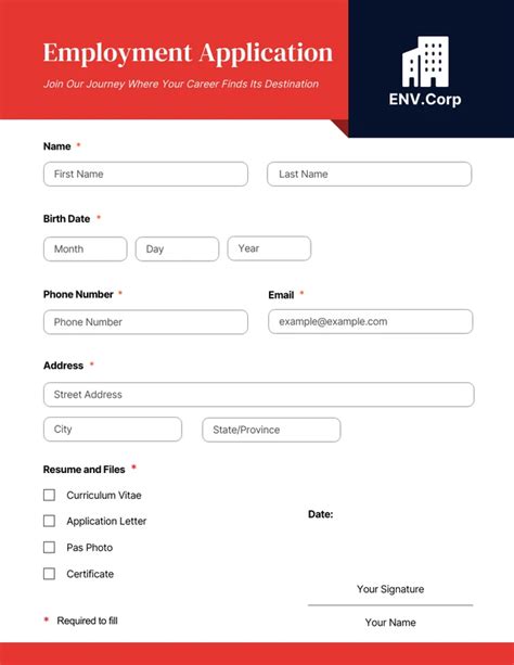 Minimalist Simple Clean Application Form Venngage