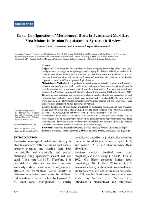 Pdf Canal Configuration Of Mesiobuccal Roots In Permanent Maxillary
