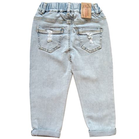 قیمت و خرید شلوار جین دخترانه و پسرانه مدل مام فیت زاپ دار کد 32871