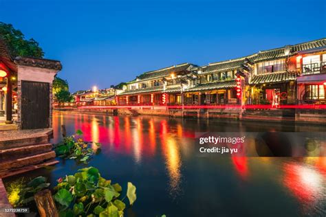 Night Scenery Of Xitang Ancient Town Zhejiang Province China High Res