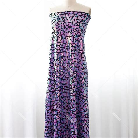 Pink And Blue Irregular Triangle Pattern Sequin Fabric Oneyard