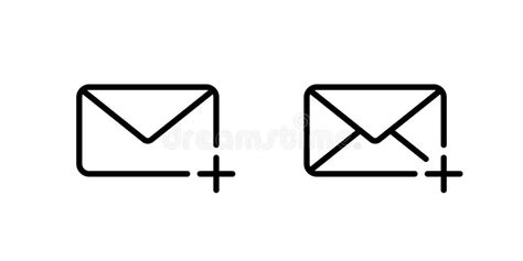 Add Message Outline Icon Envelope Email With Plus Sign Symbol Stock Illustration Illustration