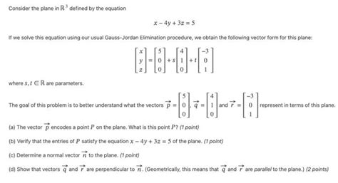 Solved Consider The Plane In R3 Defined By The Equation
