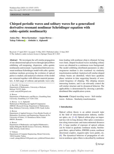 Chirped Periodic Waves And Solitary Waves For A Generalized Derivative Resonant Nonlinear