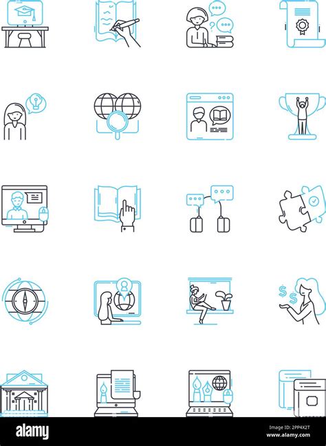 e learning tutorials linear icons set online course instruction