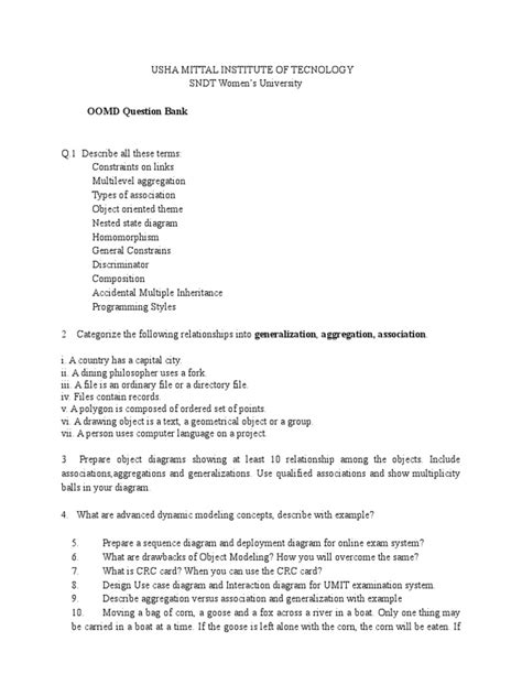 Oomd Question Bank 2022 Pdf Use Case Unified Modeling Language