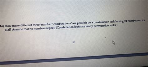 Solved 14 How Many Different Three Number Combinations