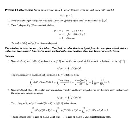 Solved Problem 4 Orthogonality For An Inner Product Space