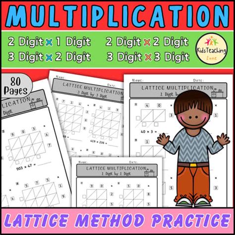 Multi Digit Multiplication Worksheets Lattice Grid Multiplication Method