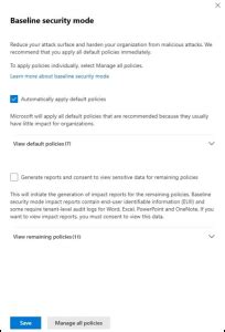 Baseline Security Mode In Microsoft 365 Admin Center