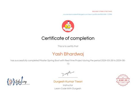 Yash Bhardwaj On Linkedin Springboot Javadevelopment Certification