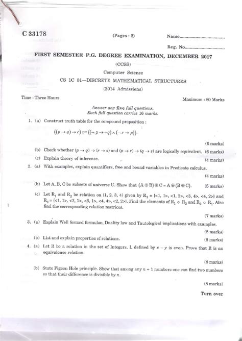 Descreate Mathmatical Structurequest Papper C 33178 Pages 2