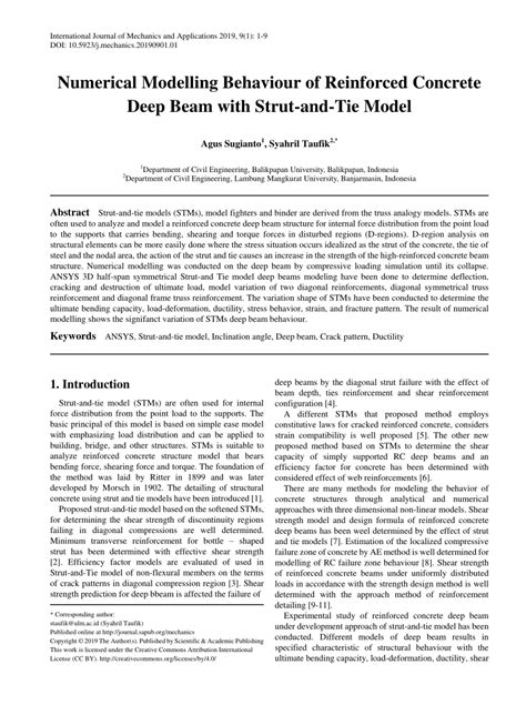 Pdf Numerical Modelling Behaviour Of Reinforced Concrete Deep Beam With Strut And Tie Model