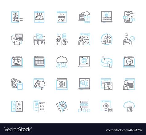 Business Intelligence Linear Icons Set Analytics Vector Image