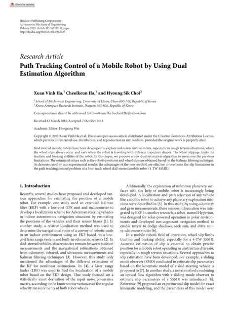 PDF Path Tracking Control Of A Mobile Robot By Using Dual Estimation Algorithm