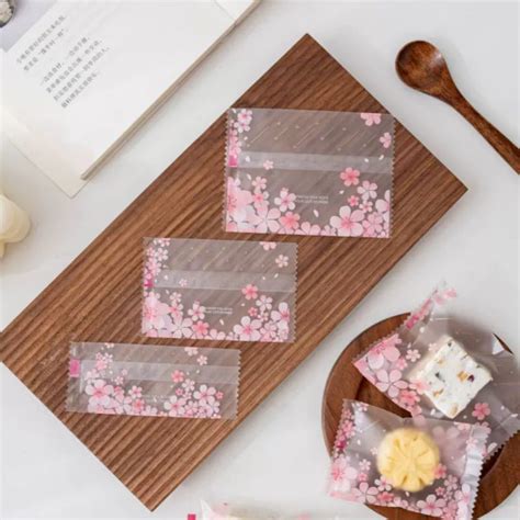 100pcs Cny Sakura Mooncake Packaging Wrapper Heat Seal Biscuit