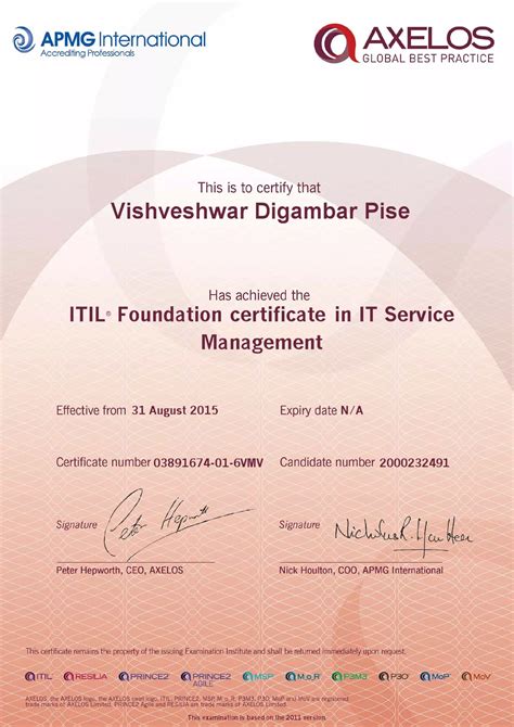 Itil V3 Certificate Pdf
