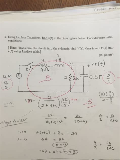 solved 4 using laplace transform find v t in the circuit