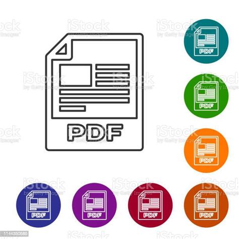 회색 Pdf 파일 문서 아이콘입니다 흰색 배경에 고립 된 Pdf 버튼 라인 아이콘을 다운로드 합니다 Pdf 파일 기호입니다 컬러