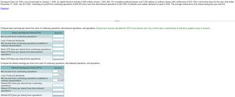 Solved Required Table Basic Earnings Per Share Chegg Com