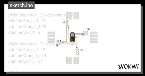 Feux De Circulation 4LED 4B Clignote Wokwi ESP32 STM32 Arduino Simulator