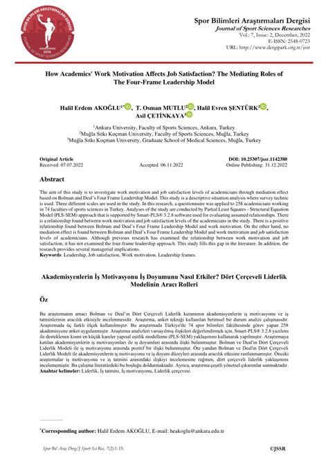 Pdf How Academics Work Motivation Affects Job Satisfaction The