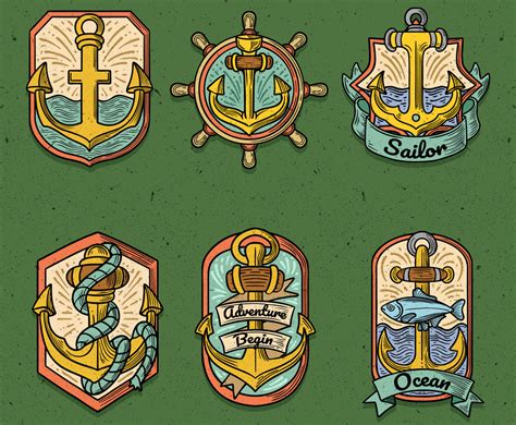 Vintage Anchors Badge Set Freevectors