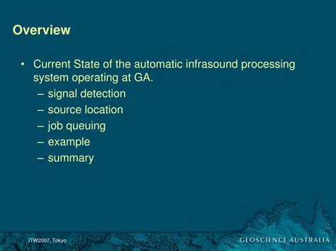 ppt infrasound data processing at geoscience australia powerpoint
