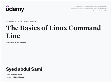Earned Linux Command Line Certification Syed Abdul Sami Posted On The