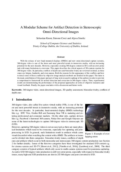 Pdf A Modular Scheme For Artifact Detection In Stereoscopic Omni