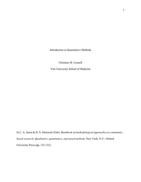 Pdf Introduction To Quantitative Methods