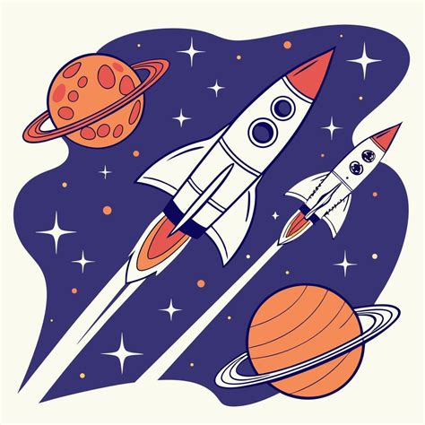 Rockets Flying Through Space With Planets 63200377 Vector Art At Vecteezy