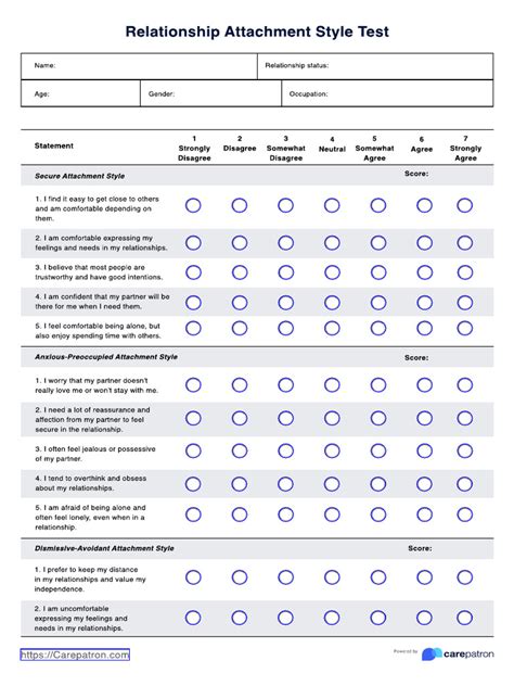Relationship Attachment Style Tests Pdf Attachment Theory