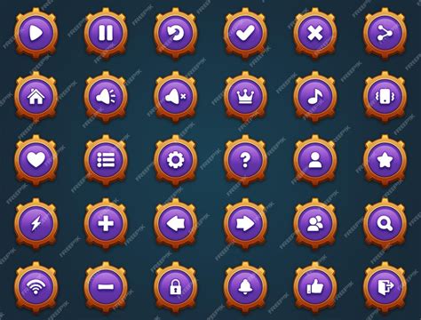 Premium Vector Game Ui Set Of Purple Buttons In Cartoon Style Gui To