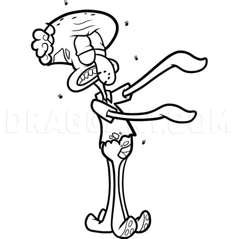 How To Draw Zombie Squidward Zombie Squidward Drawing Step By Step